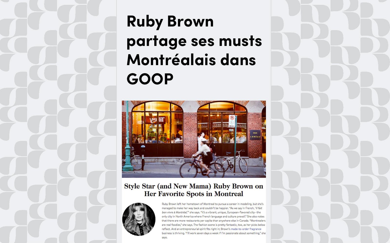 Ruby Brown partage ses adresses préférées dans GOOP